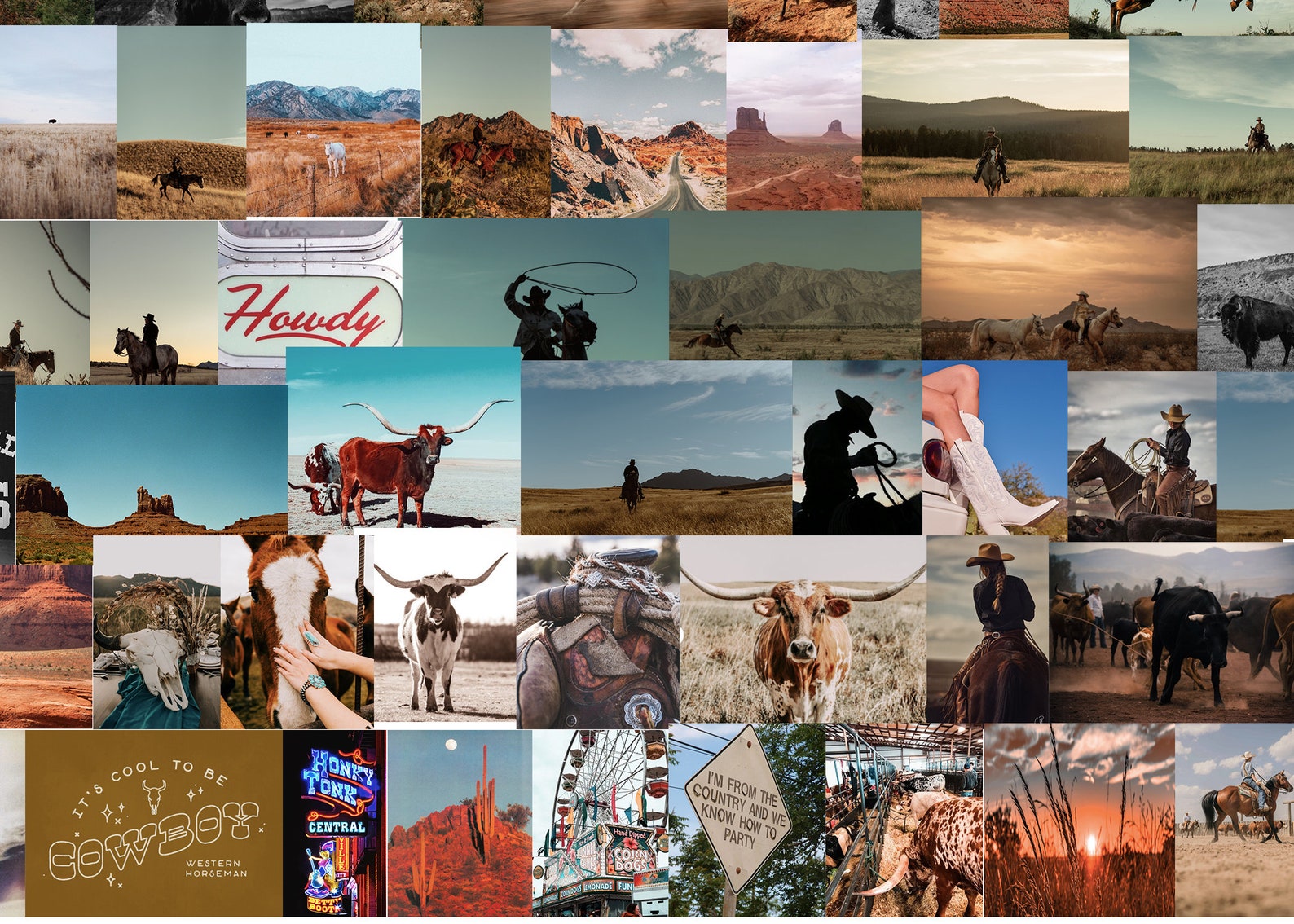 Western Collage Wall Art Print | Etsy