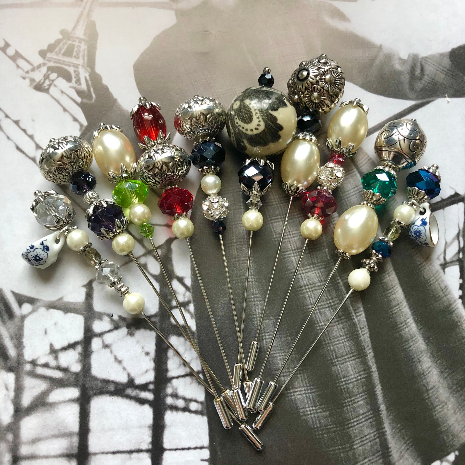 Vintage Style Stick Pins - Etsy UK