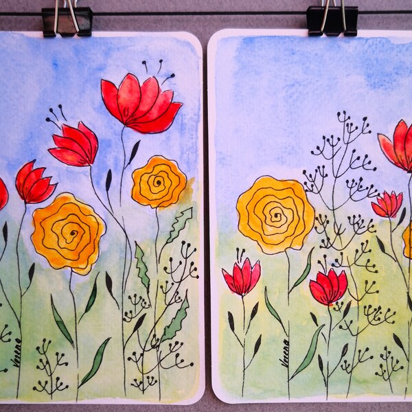 Watercolor Doodle - Etsy