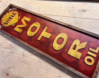 Large Shell Clam Shell Garage Sign Oil Advertising Gas Petrol Service ...