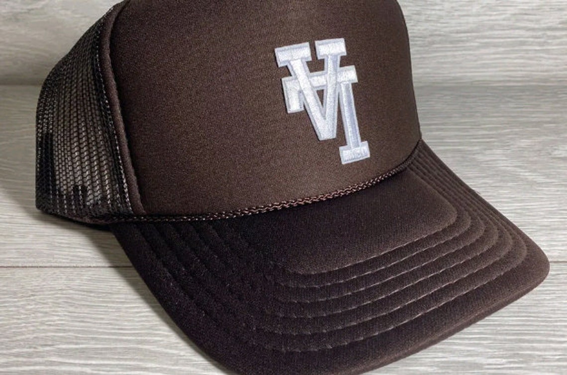 Upside Down LA Brown Cap Hat 5 Panel High Crown Mesh Trucker Snapback ...