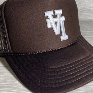 Upside Down LA Brown Cap Hat 5 Panel High Crown Mesh Trucker Snapback ...