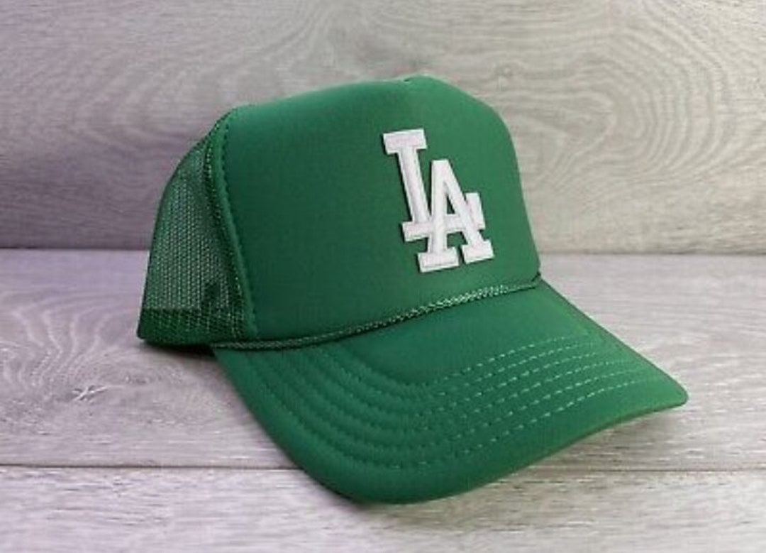 New LA Kelly Green Cap Hat 5 Panel High Crown Mesh Trucker Snapback ...