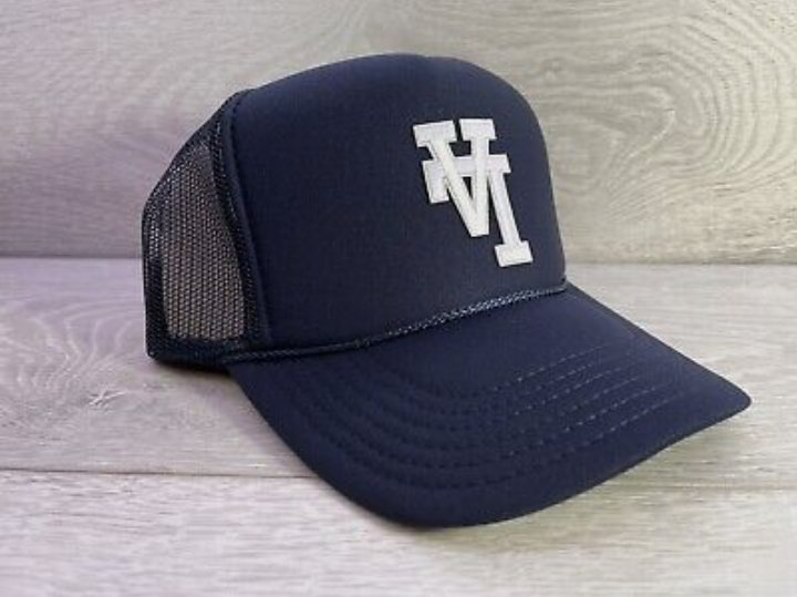 Upside Down LA Navy Blue Cap Hat 5 Panel High Crown Mesh Trucker ...