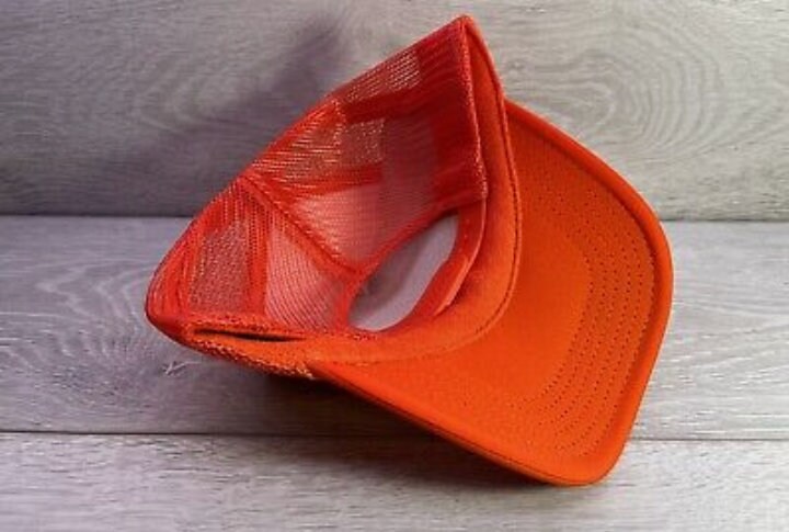 New LA Orange Cap Hat 5 Panel High Crown Mesh Trucker Snapback Vintage ...