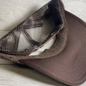 Upside Down LA Brown Cap Hat 5 Panel High Crown Mesh Trucker Snapback ...