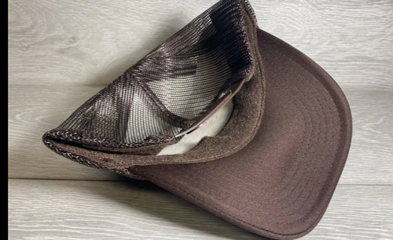 Upside Down LA Brown Cap Hat 5 Panel High Crown Mesh Trucker Snapback ...