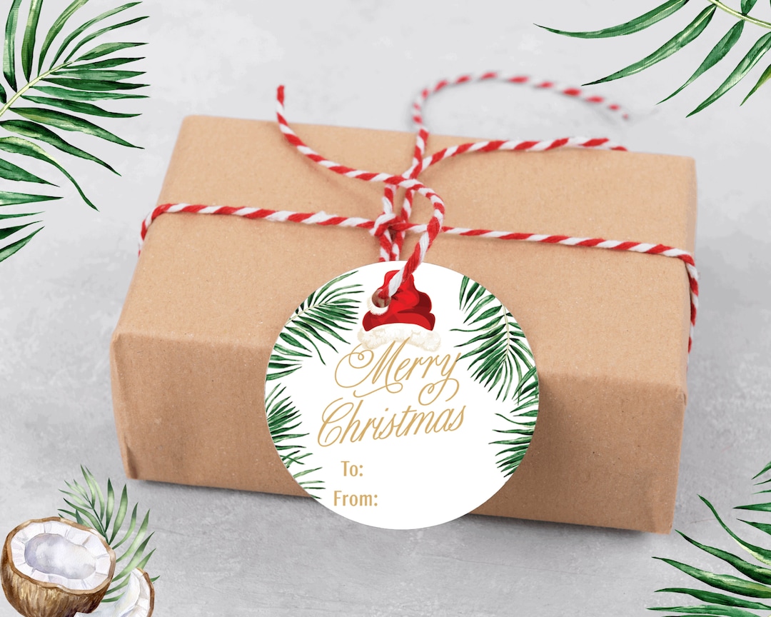 Printable Merry Christmas Gift Tag,holiday Party Favor Tag,round ...