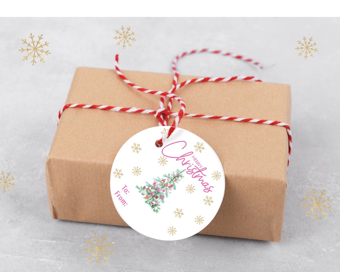 Printable Merry Christmas Gift Tag,holiday Party Favor Tag,round ...