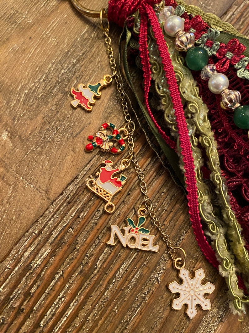Boho Tassel Keychain, Holiday Keychain, Red Green Tassel Keychain ...