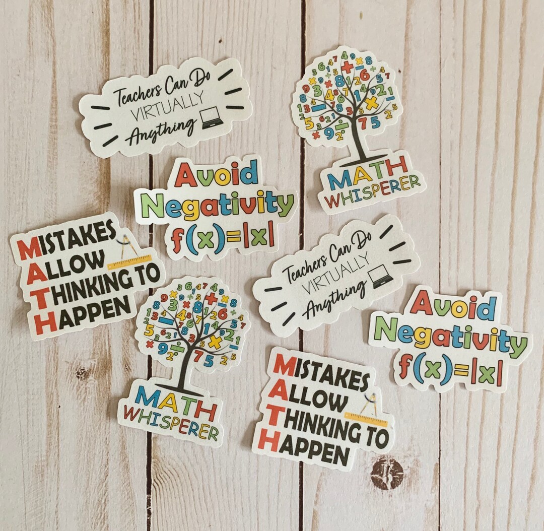 Math Teacher Sticker Pack: Encouraging Classroom Decor, Water Resistant ...
