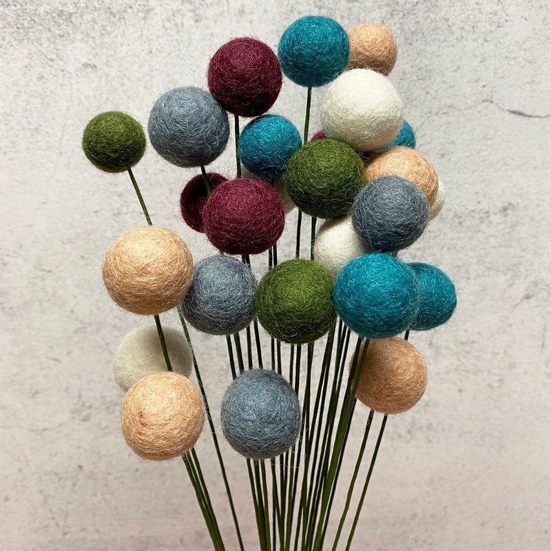 Felt Pompom Flowers Bouquet - Etsy