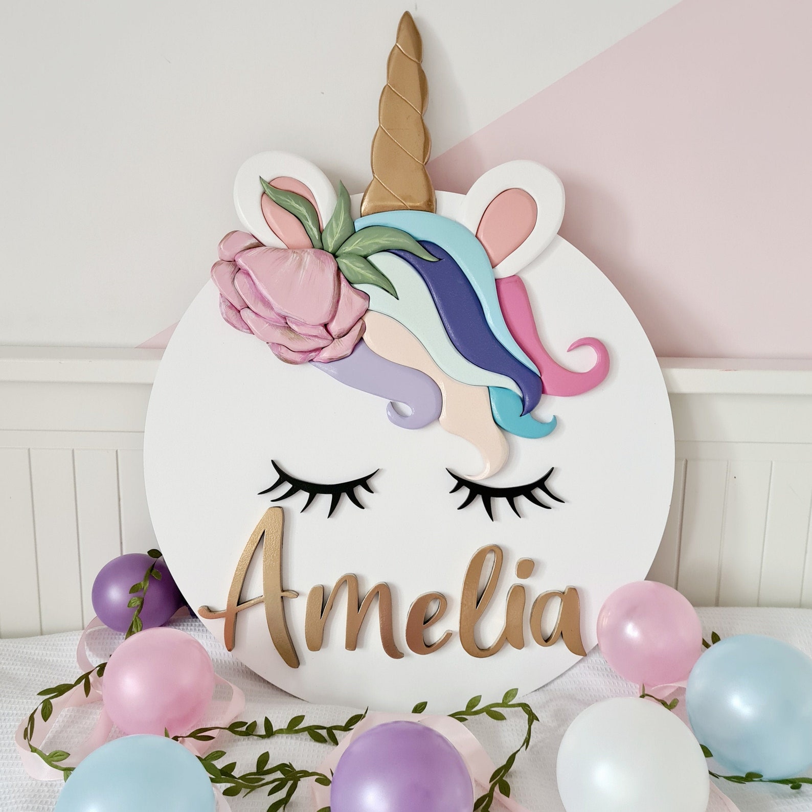 3d Wooden Unicorn Name Sign Personalised Wooden Unicorn Sign - Etsy UK