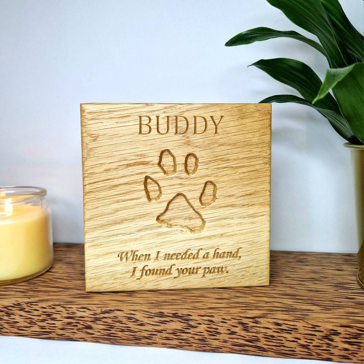 Engraved Wood Paw Print Sign, Sentimental Personalised Dog Keepsake ...