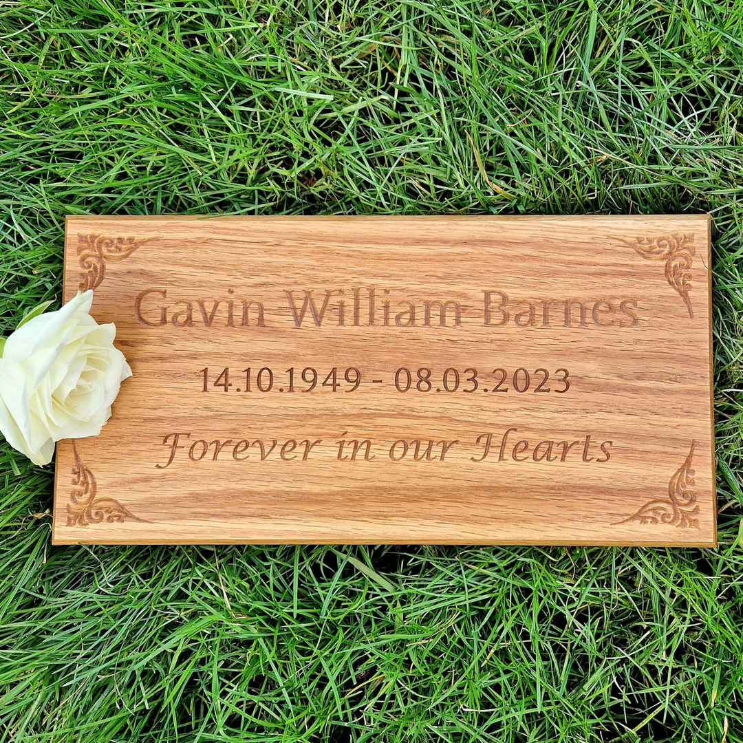 Engraved Memorial Plaque Solid Oak, Carved Wood Personalised ...