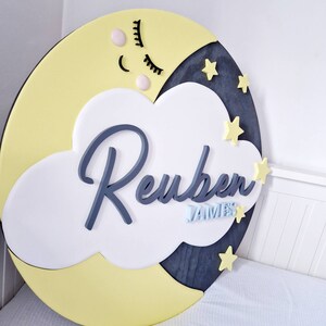 Moon Stars & Cloud Name Sign Nursery Sign Moon and Stars - Etsy