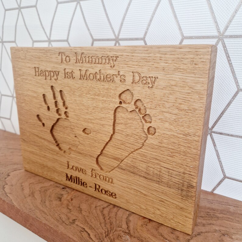 Wooden Baby Hand & Footprint Plaque, Carved Handprint, Alternative ...