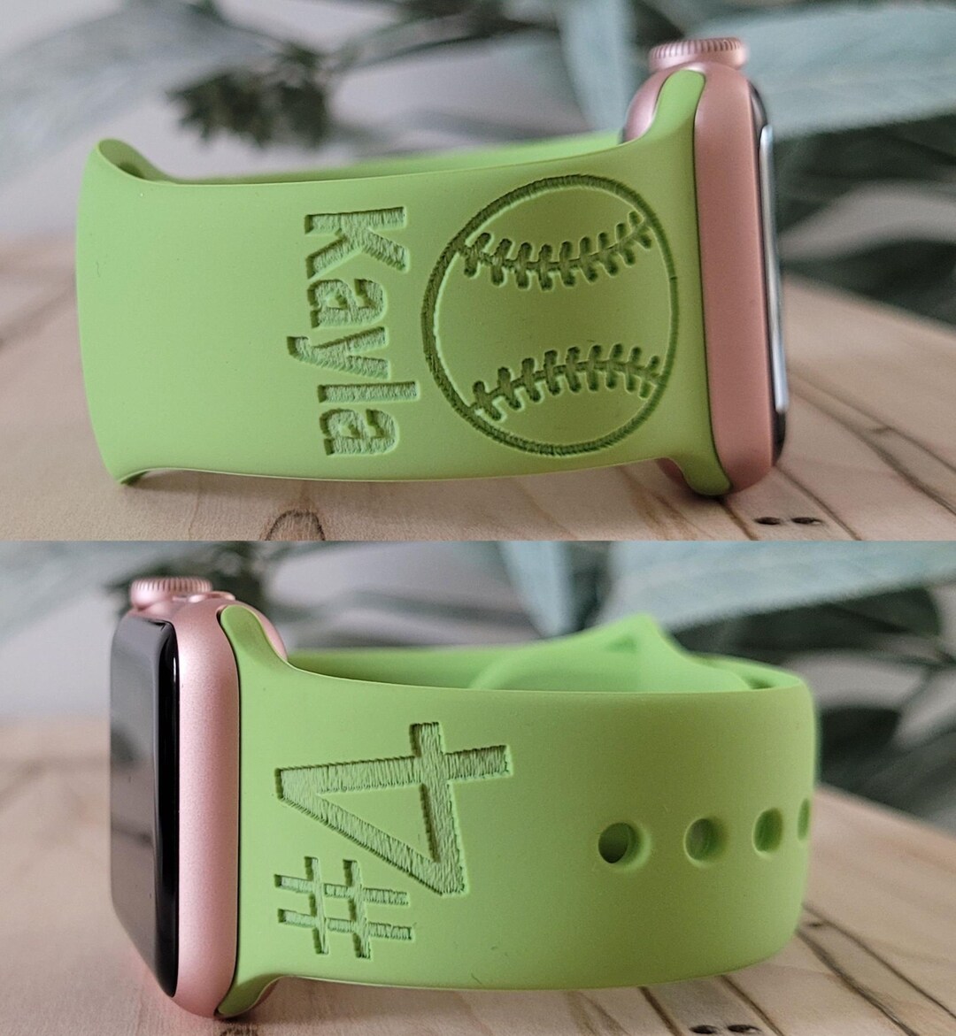 BASEBALL, SOFTBALL, Silicone Watch Band, Laser Engraved, Apple Watch ...