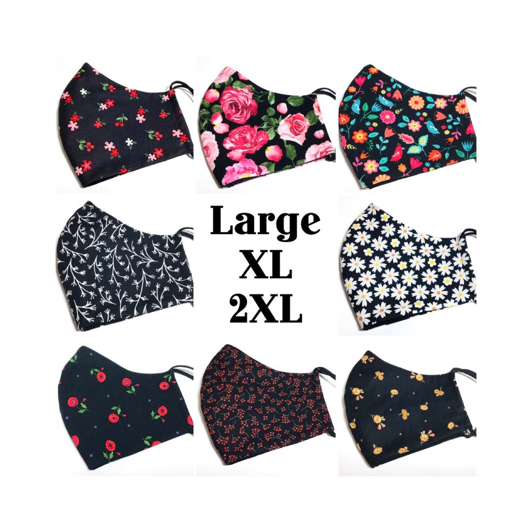 Women’s Fabric Face Mask, (sizes S/M, Large, XL, 2XL), Adjustable ...