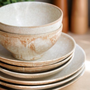 Handmade Stoneware Dinnerware Set, Moonlight Collection, White Ceramic ...