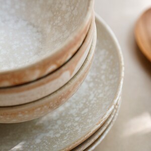Handmade Stoneware Dinnerware Set, Moonlight Collection, White Ceramic ...