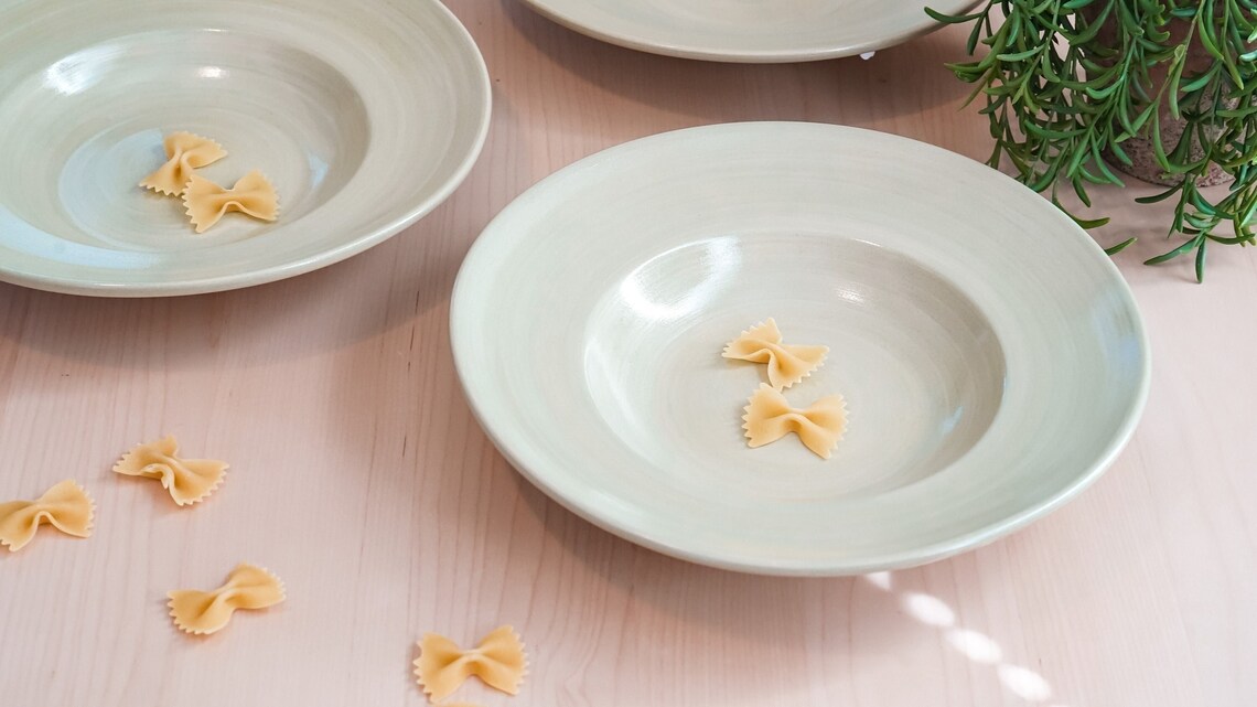 Handmade Pottery Pasta Plate Sandstone Pasta Plate Wide Rim - Etsy