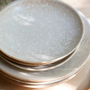 Handmade Stoneware Dinnerware Set, Moonlight Collection, White Ceramic ...