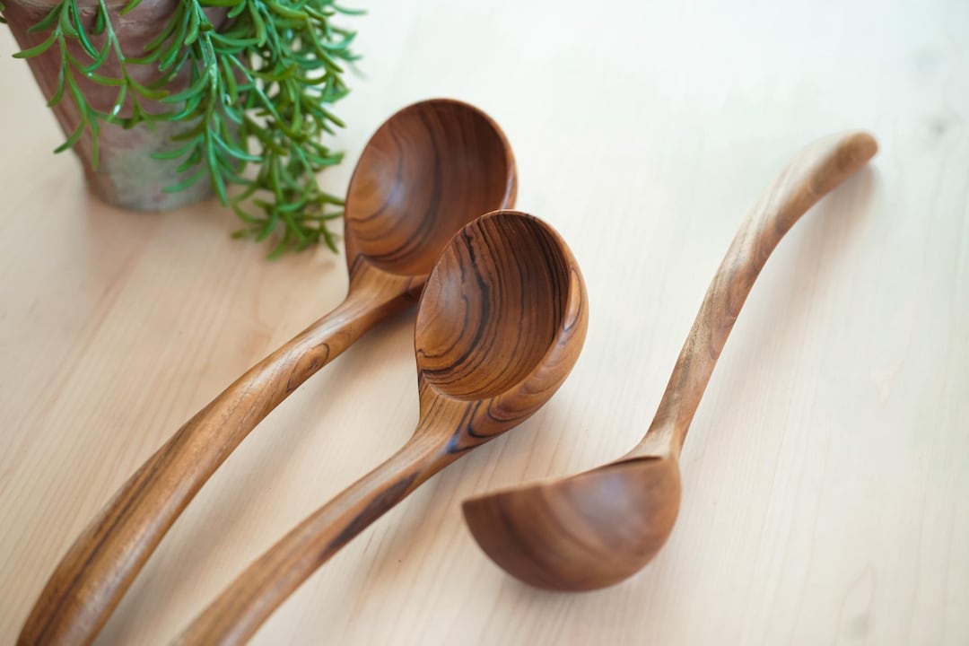 Wooden Teak Ladle, Wooden Ladle Cooking Utensil, Wood Ladle Carving ...