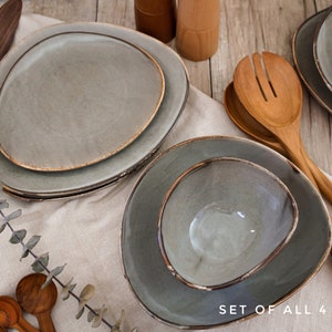 New Irregular Pottery Plate Collection, Pottery Dinnerware Set ...