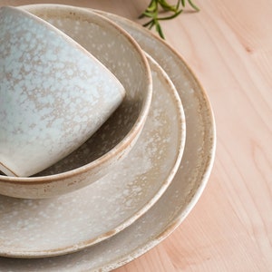 Handmade Stoneware Dinnerware Set, Moonlight Collection, White Ceramic ...