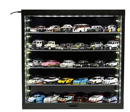 Showcase Wall Mount 5 Tier Display Case With Black Back Panel mijo ...