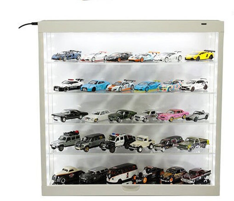Showcase Wall Mount 5 Tier Display Case White With White Back Panel ...