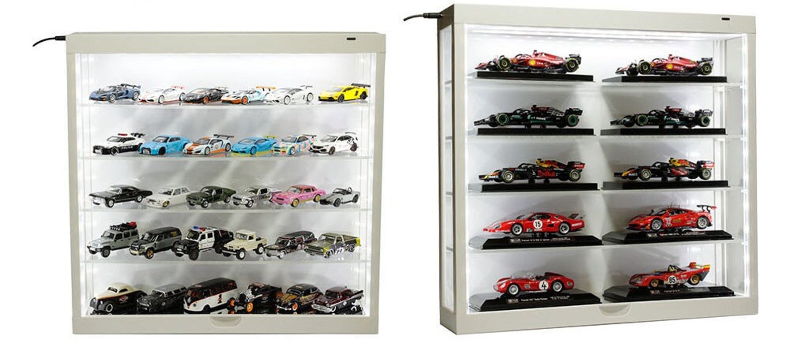 Showcase Wall Mount 5 Tier Display Case White With White Back Panel ...