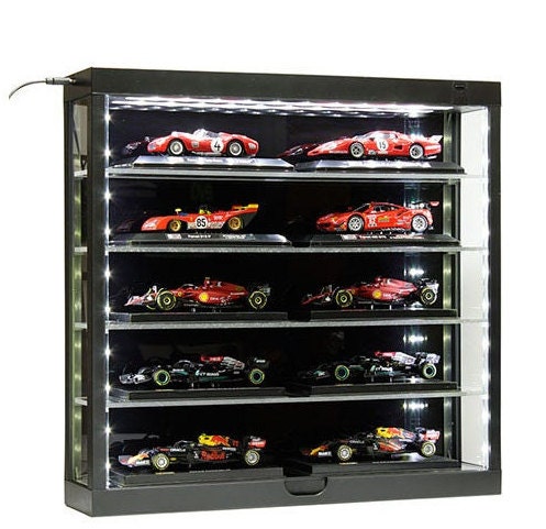 Showcase Wall Mount 5 Tier Display Case With Black Back Panel mijo ...