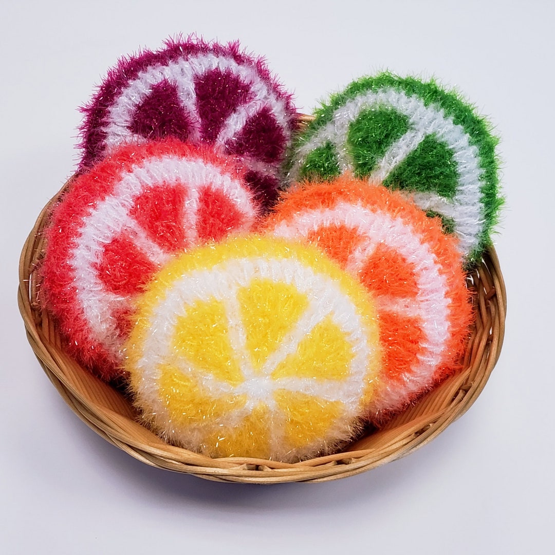 100% Handmade Dish Scrubber Crochet Fruit Design Dishwash Scrubbies - Etsy