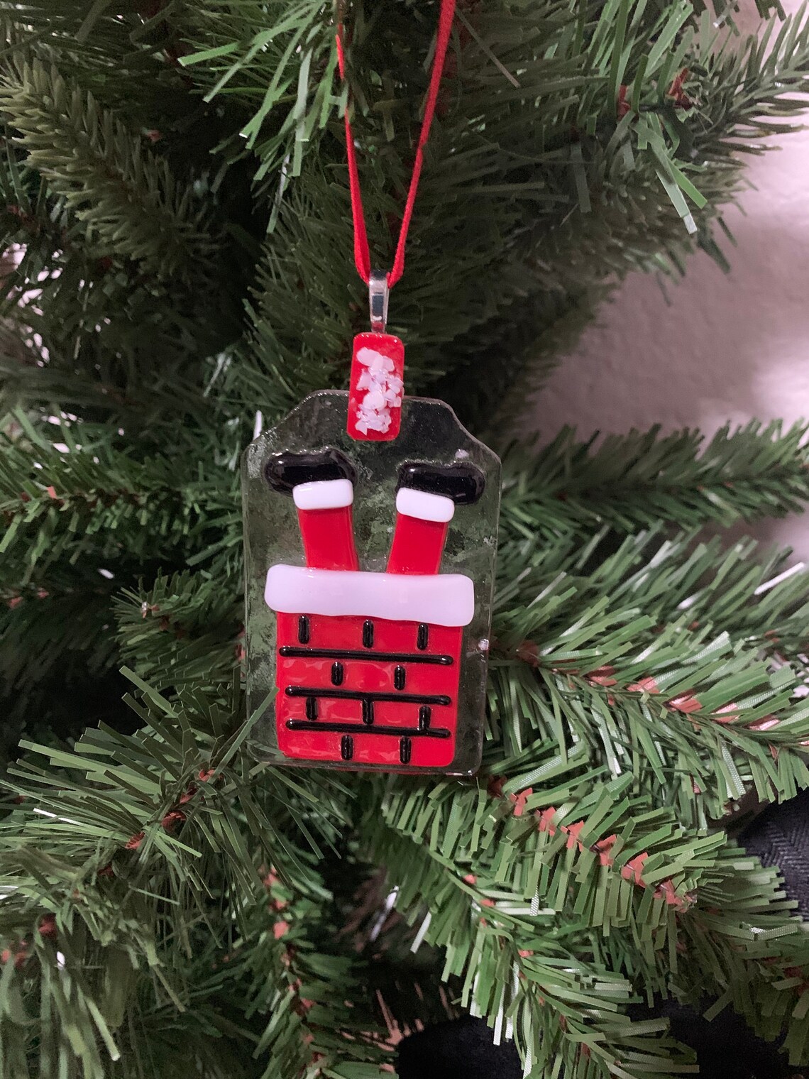 Fused Glass Santa Ornament - Etsy