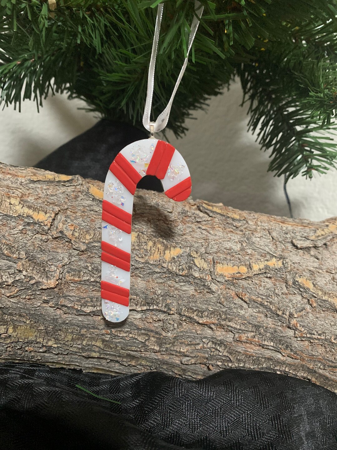 Fused Glass Candy Cane Ornament - Etsy