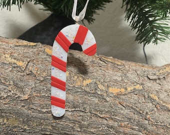 Candy Cane Fused Glass Ornament 1.75x4 - Etsy