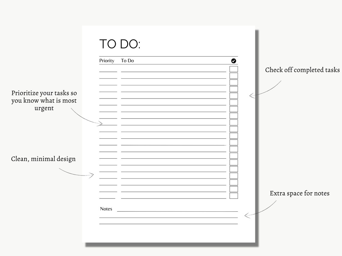 Printable to Do List Digital Download A4 A5 & US Letter - Etsy