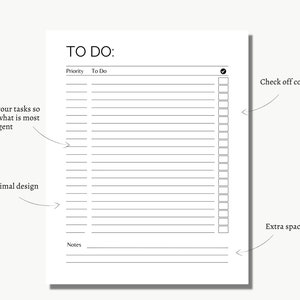 Printable to Do List - Digital Download A4, A5, & US Letter - Etsy