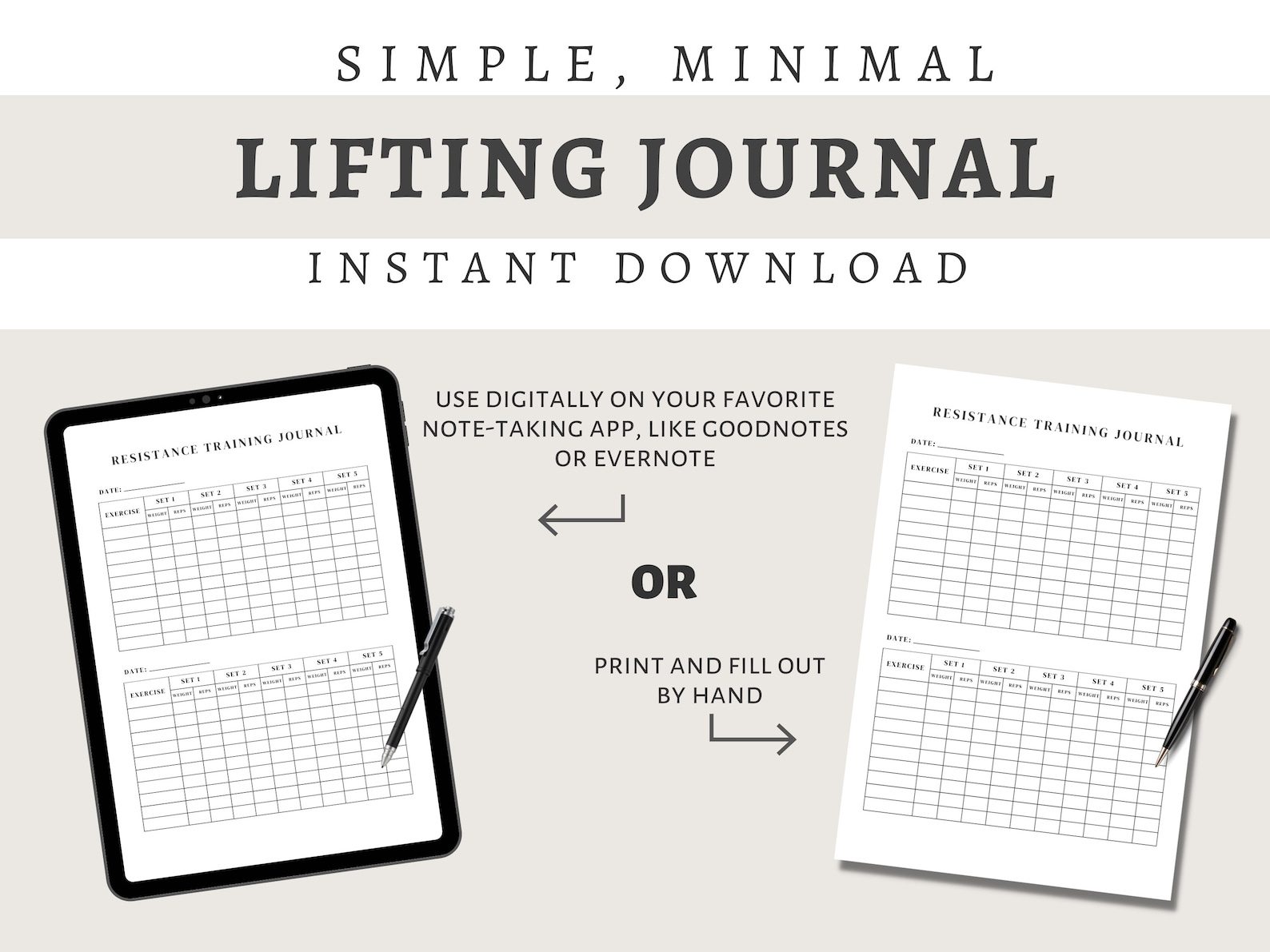 Lifting Journal, Strength Training Log, Weight Lifting Tracker for ...