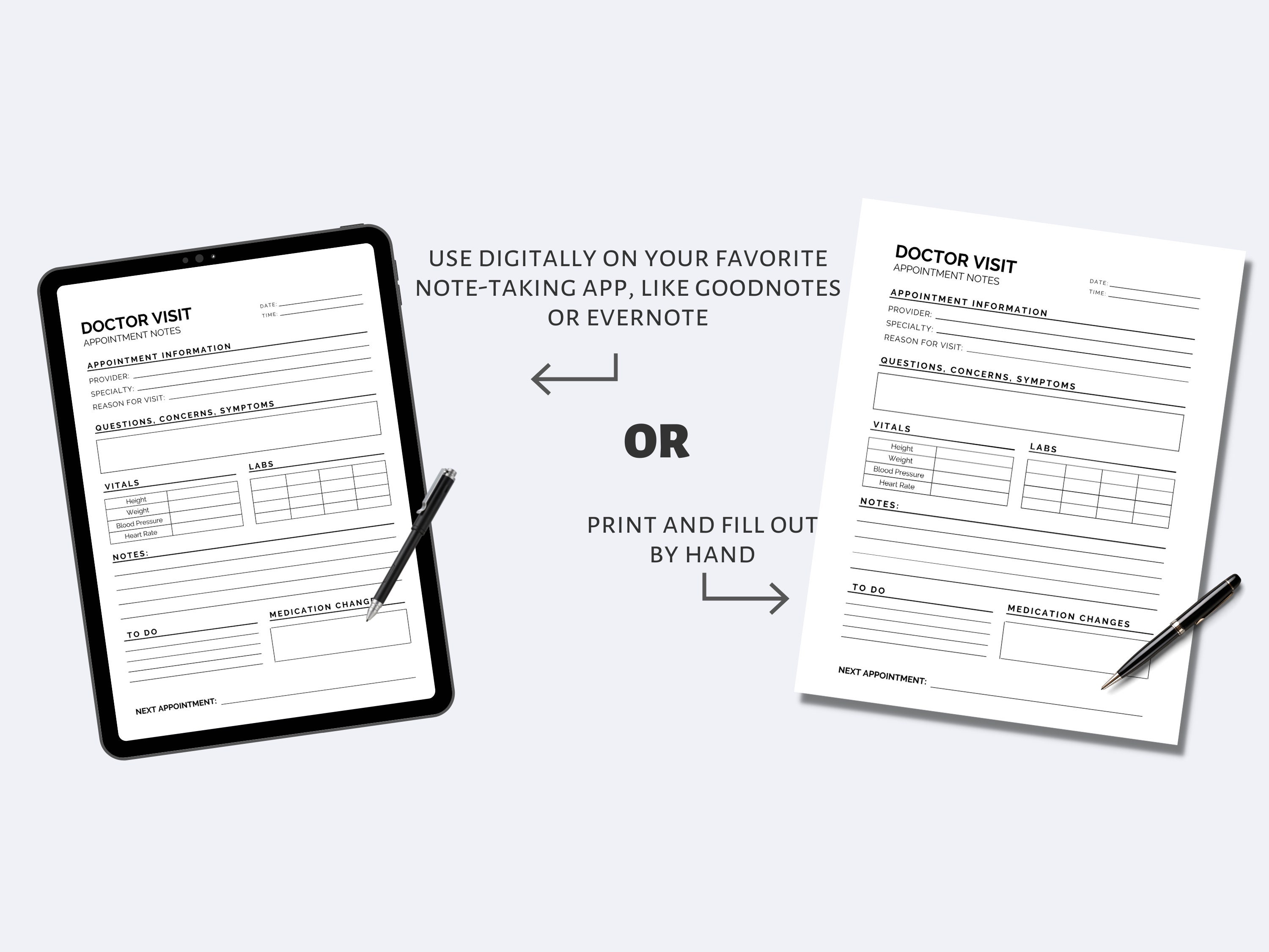 Printable Doctor Visit Log, Doctor Appointment Tracker, Health Journal ...