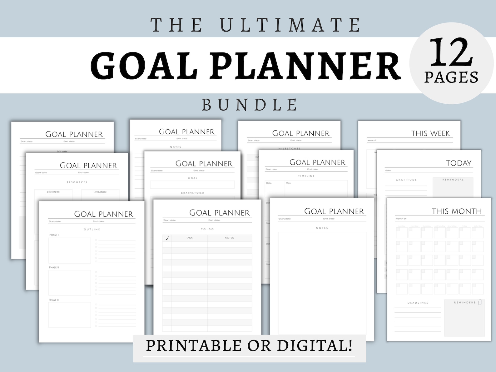 Ultimate Goal Planner Bundle | Simple, Minimal, Aesthetic | Goal ...