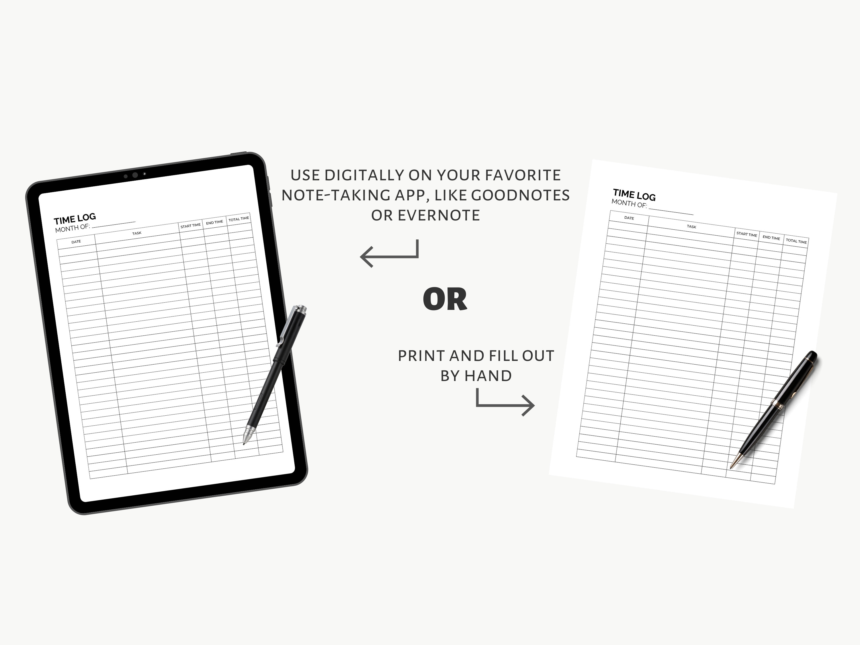 Time Log, Printable Task Tracker, Time Sheet - Digital Download A4, A5 ...