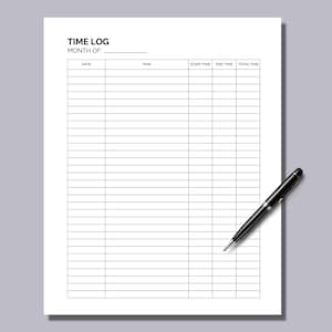 Time Log, Printable Task Tracker, Time Sheet - Digital Download A4, A5 ...