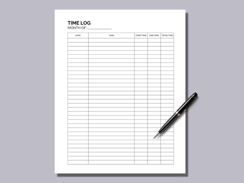 Time Log, Printable Task Tracker, Time Sheet - Digital Download A4, A5 ...