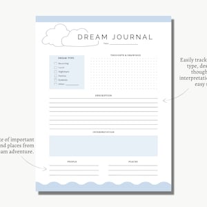 Dream Journal, Daily Dream Diary - Printable PDF & Instant Download ...