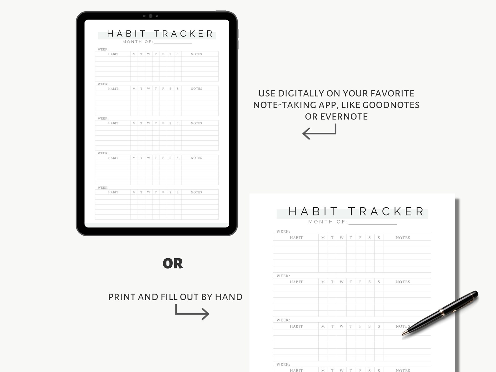 Weekly Monthly Habit Tracker Daily Habit Log Printable PDF | Etsy
