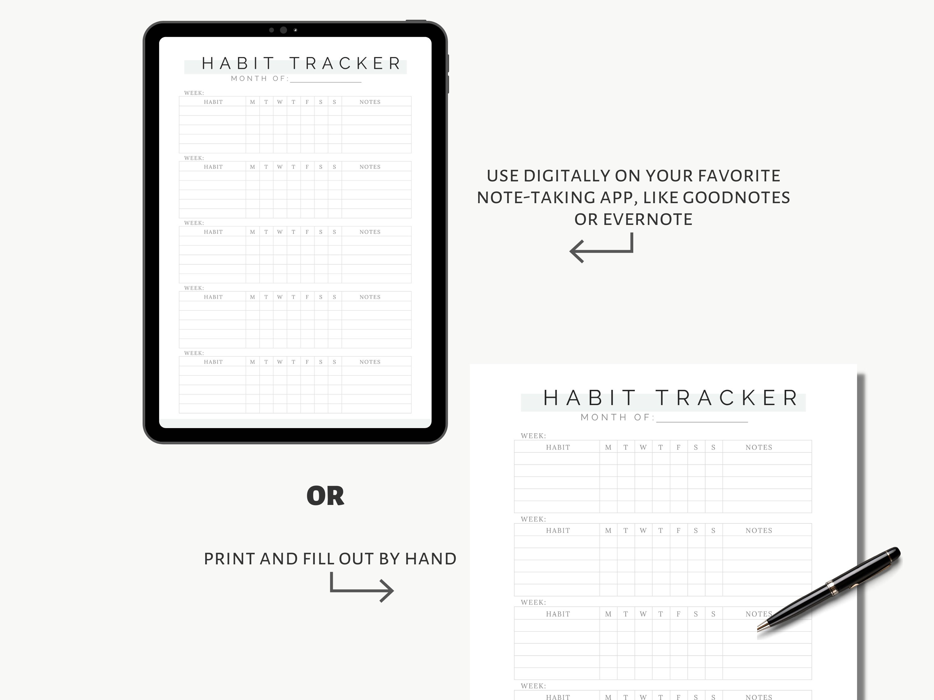 Weekly Monthly Habit Tracker Daily Habit Log Printable PDF - Etsy