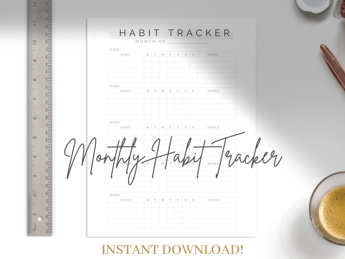 Weekly Monthly Habit Tracker Daily Habit Log Printable PDF | Etsy